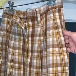 twik | Pants & Jumpsuits | Twik Womens Plaid Pants In Tan And White ...